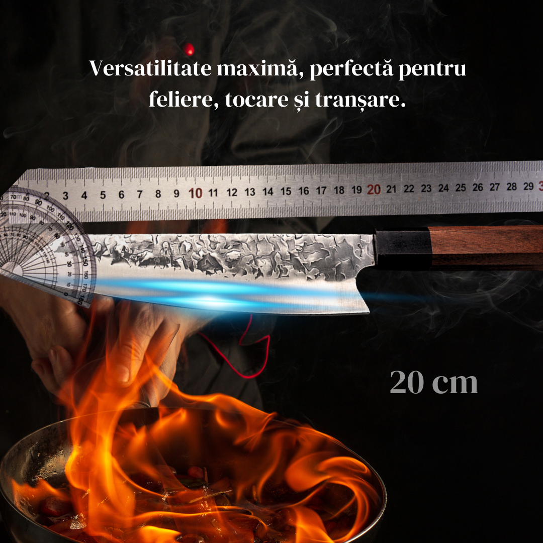 Cutit Profesional Japonez Lemaro®, Otel inoxidabil, Maner Octogonal di