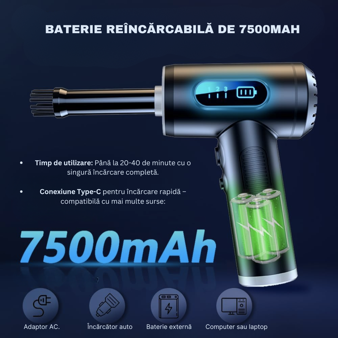 Suflanta Aer Lemaro® 4 In 1, Afisaj LED, Lanterna LED, pentru Indepart